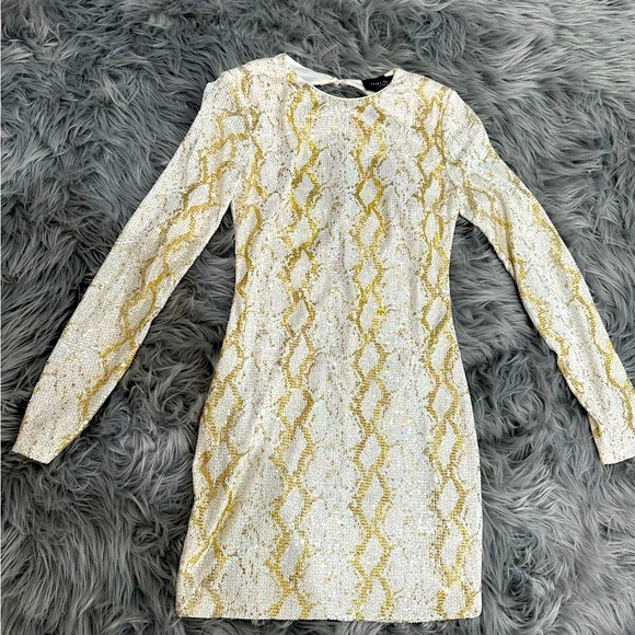 AKIRA | Dresses | Akira Dress White With Gold Small | Poshmark